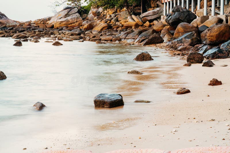 Rocks by the Beach in Tropical Island. Long Expsure Stock Photo - Image ...