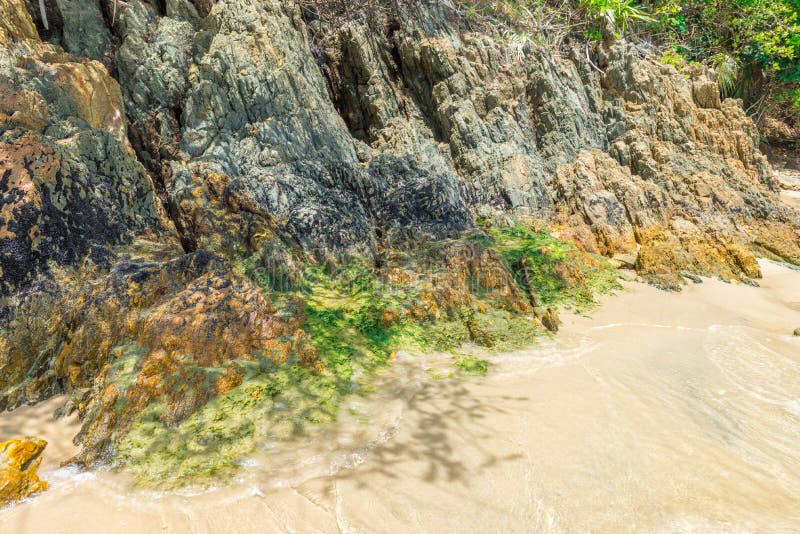 Rocks by the Beach with Waves Splahes Stock Image - Image of rock ...