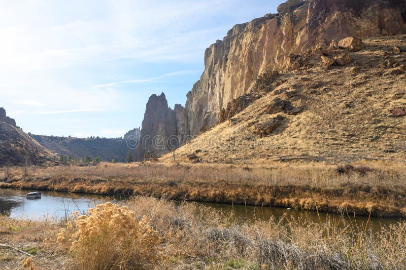 Rocks in a Beautiful, Beautiful Canyon, Desert River, Smith Rock Stock ...
