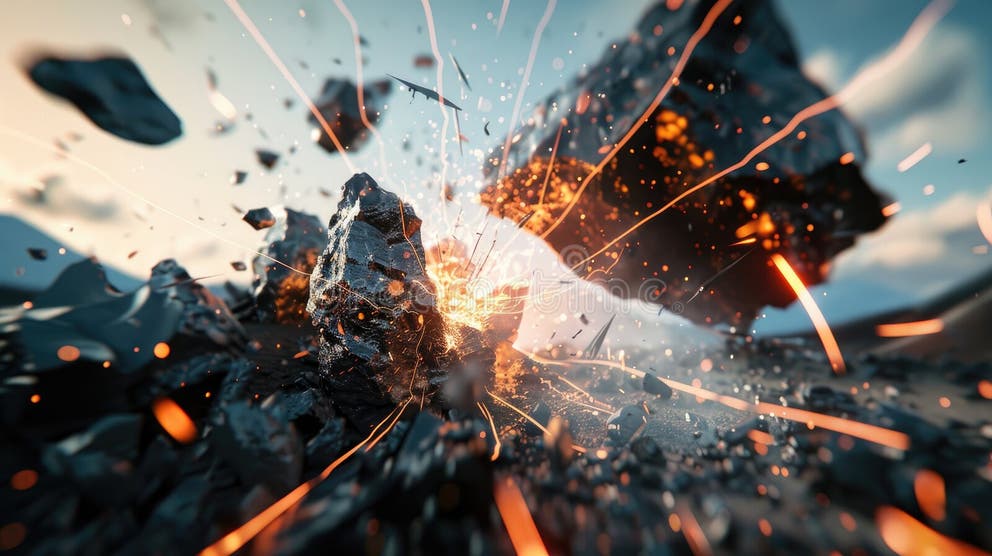 Rocks Big Bang Explosion in Space, Rocks Explosion, Generative AI Stock ...