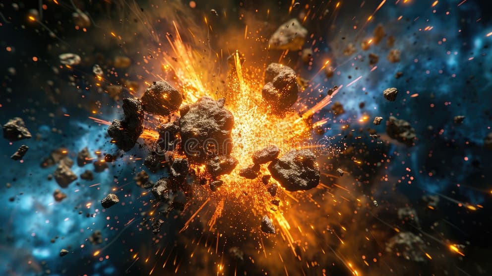 Rocks Big Bang Explosion in Space, Rocks Explosion, Generative AI Stock ...