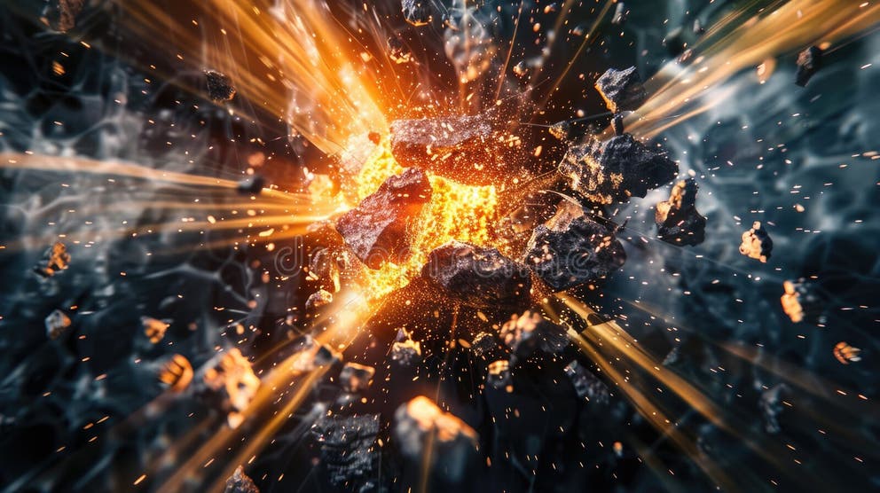 Rocks Big Bang Explosion in Space, Rocks Explosion, Generative AI Stock ...
