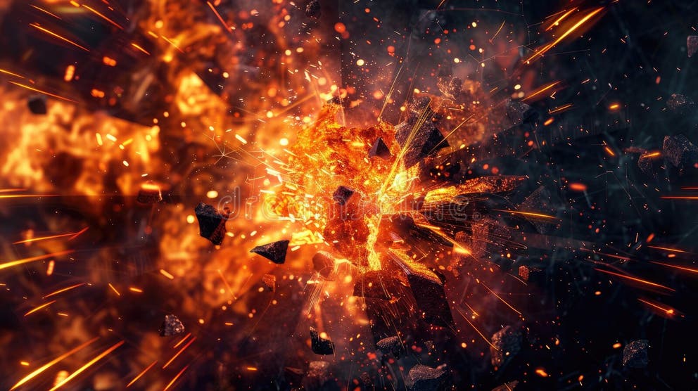 Rocks Big Bang Explosion in Space, Rocks Explosion, Generative AI Stock ...