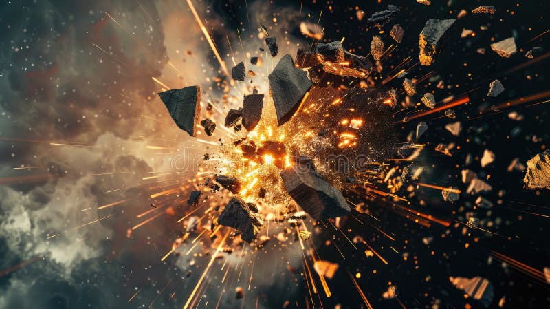 Rocks Big Bang Explosion in Space, Rocks Explosion, Generative AI Stock ...