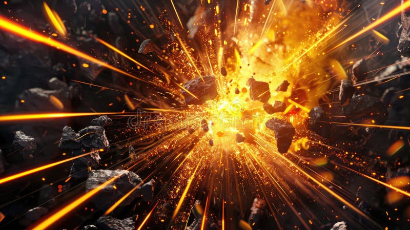 Rocks Big Bang Explosion in Space, Rocks Explosion, Generative AI Stock ...