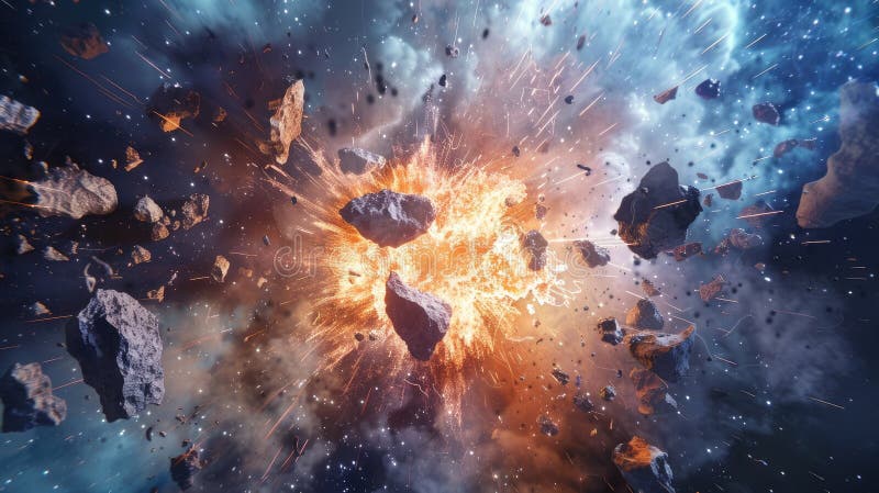 Rocks Big Bang Explosion in Space, Rocks Explosion, Generative AI Stock ...