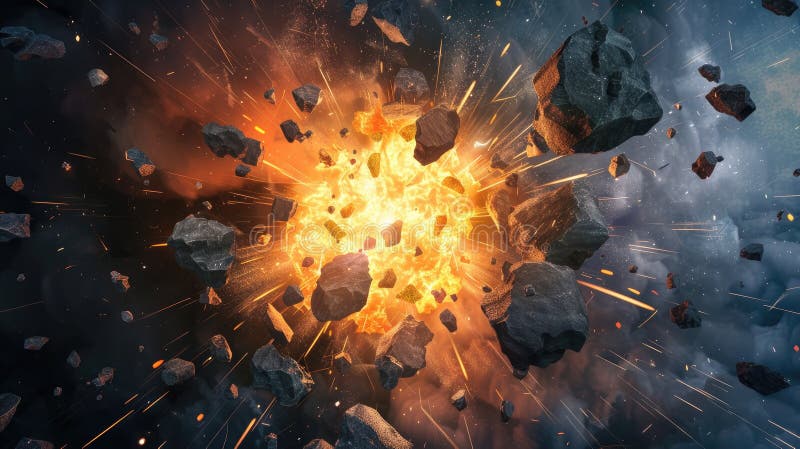 Rocks Big Bang Explosion in Space, Rocks Explosion, Generative AI Stock ...