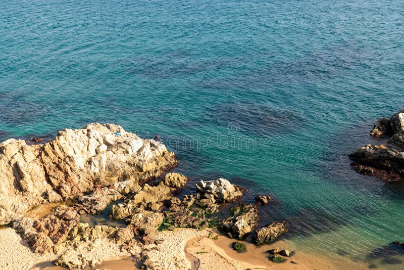 Rocks in Calm Evening Sea or Ocean Stock Image - Image of color, stone ...