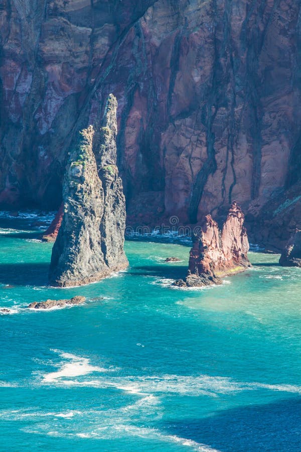 Rocks and Cliffs at Cabo Sao Lorencio Madeira Portugal Stock Photo ...