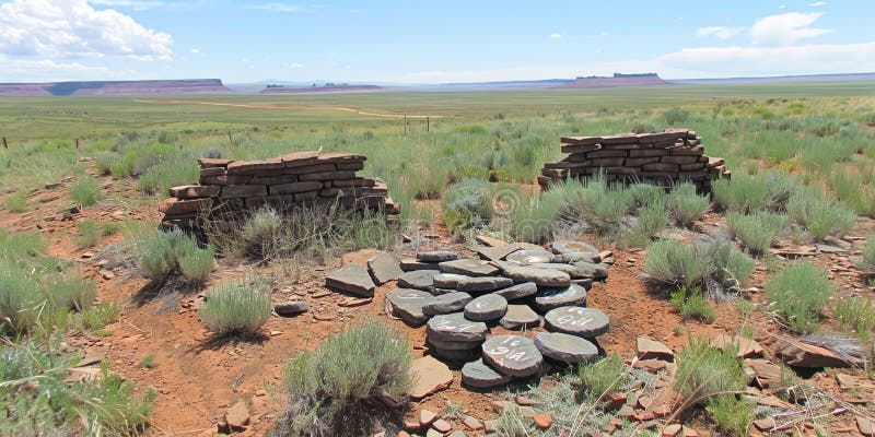 Rocks Clustered in Open Field Under Clear Sky Stock Illustration ...