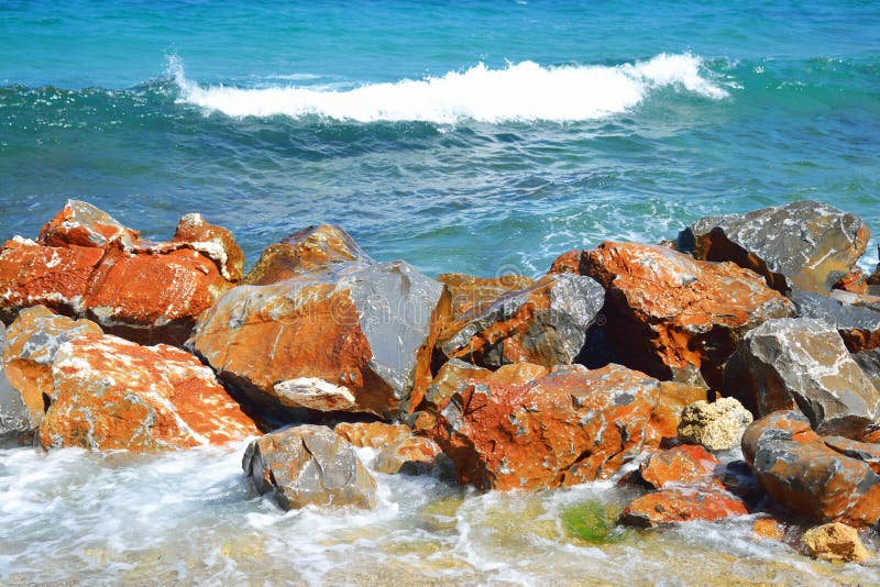 Rocks on the Coast of Aegean Sea. Stock Image - Image of mediterranean ...