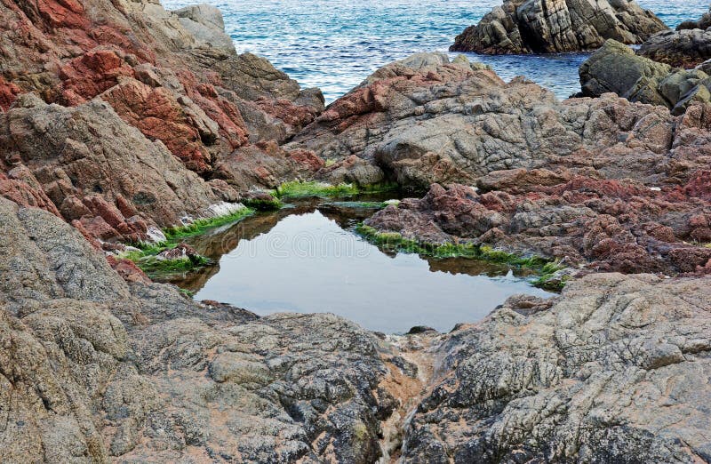 Rocky Coastline Tide Pool Natural Formation Costa Brava Spain ...