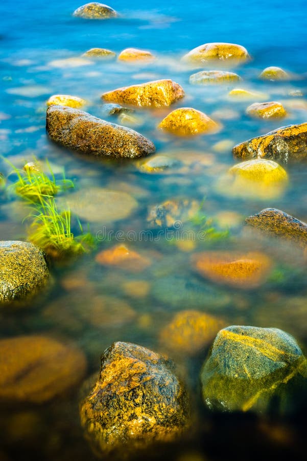 Rocks on the Coastline Under Morning Sunlight Stock Image - Image of ...