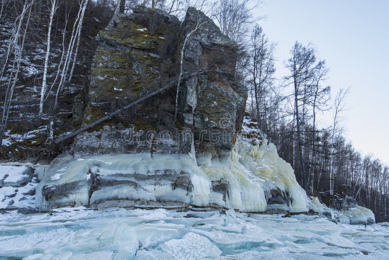 Rocks Covered with Ice in Winter Stock Photo - Image of winter, cold ...