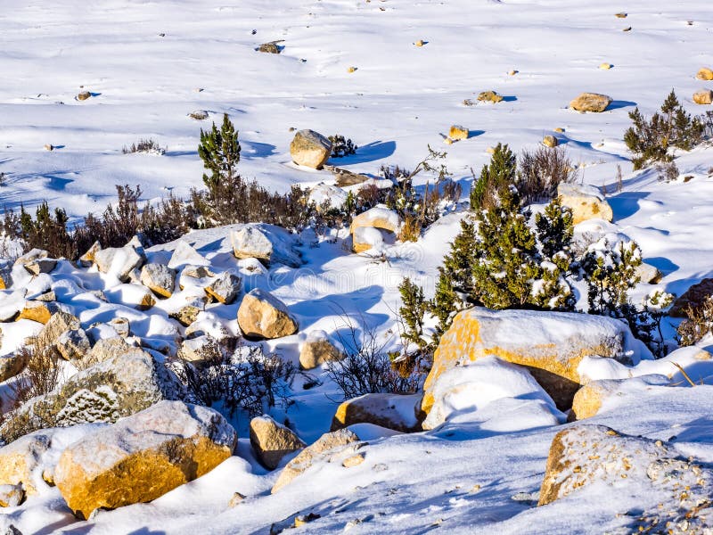 Rocks Covered with Snow at the Wayside in Sichuan Stock Image - Image ...