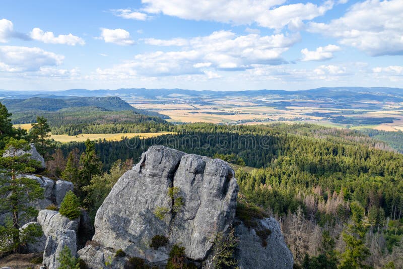 Rocks Covered with Trees, Landscape High in the Mountains Stock Image ...