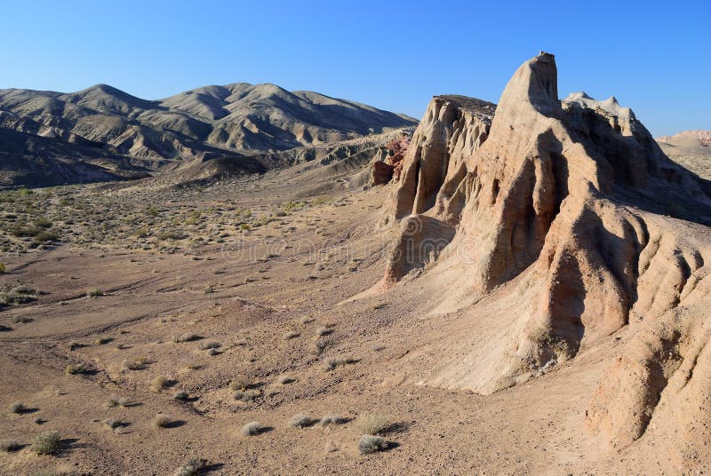 The Rocks in the Desert and the Moon Stock Image - Image of mountain ...