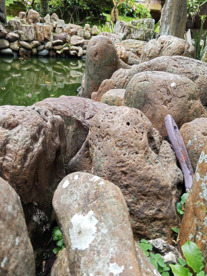 Rocks at the Edge of the Fish Pond? Stock Photo - Image of side, rocks ...