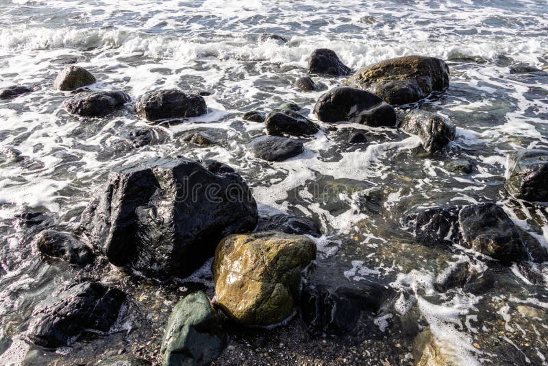 Rocks at the Edge of the Pacific Ocean Stock Image - Image of stones ...