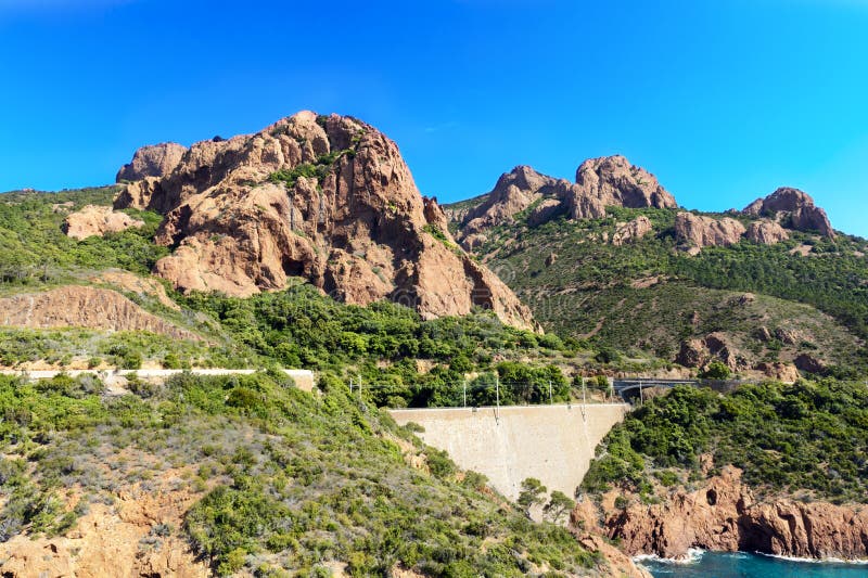 Rocks of Esterel Mountains, Saint Raphael, France Stock Photo - Image ...
