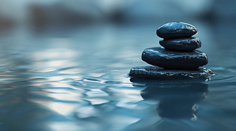 Rocks Floating on Water in the Pond Stock Illustration - Illustration ...