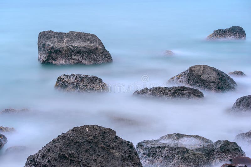Rocks Formation at the Beach. Beautiful Long Exposure Rocks in the Sea ...