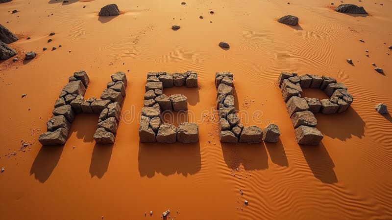 Rocks Forming the Word "HELP" on Sand Dunes Stock Illustration ...