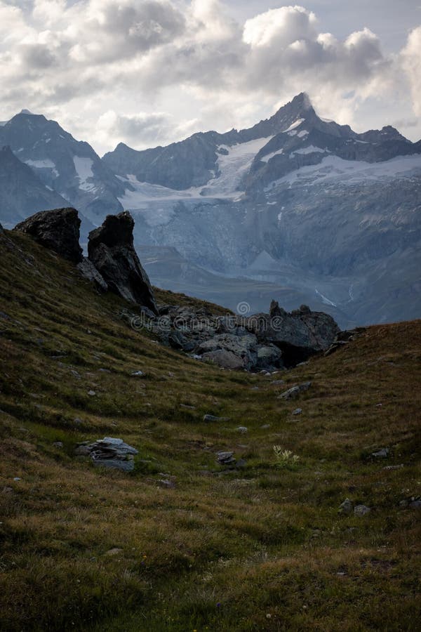 Rocks and Grass in the Valais Alps Stock Image - Image of afternoon ...