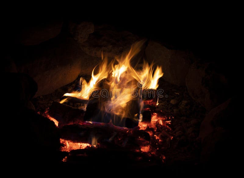 Rocks Holding a Campfire Heat Stock Photo - Image of warm, nightfall ...