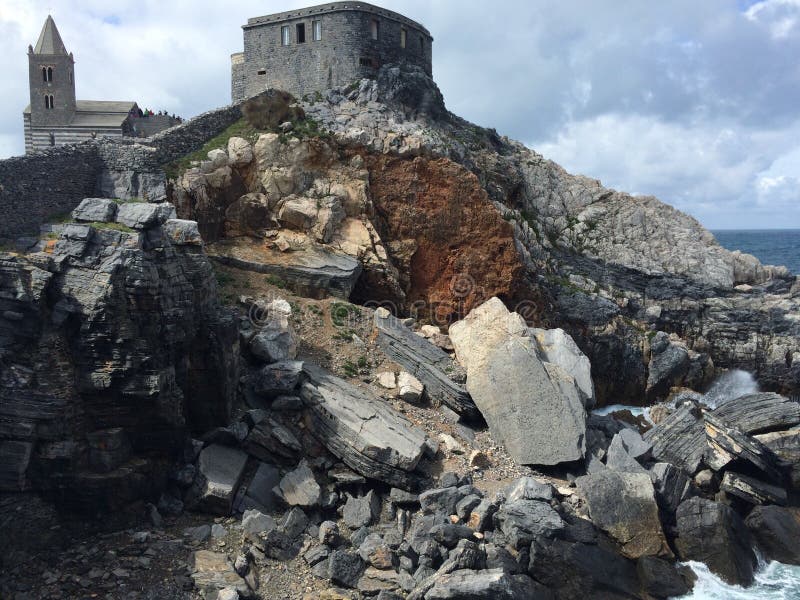 Rocks in Italian Sea, Castle Stock Image - Image of italian, spring ...