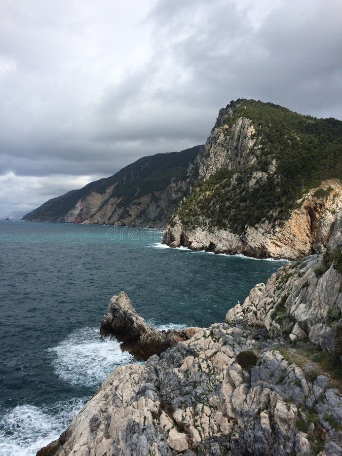 Rocks in Italian Sea, Castle Stock Photo - Image of ocean, escarpment ...