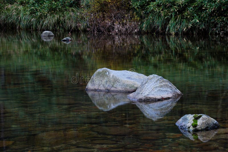 Rocks in lake or river stock photo. Image of countryside - 7042256