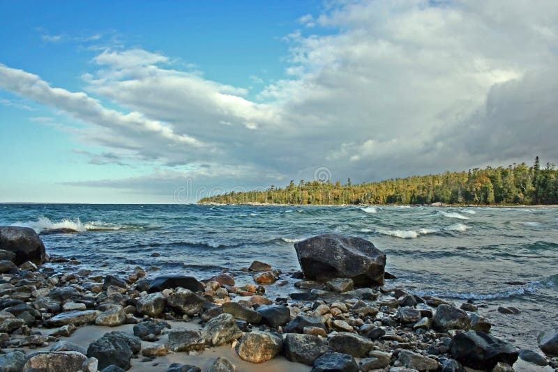 Rocks on Lake Superior stock photo. Image of lake, northern - 3365942