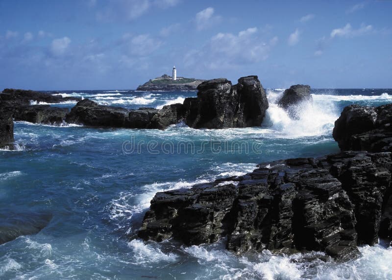 Rocks and lighthouse stock image. Image of maritime, panorama - 69443531