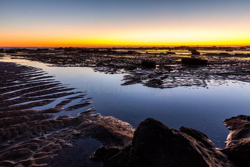 Rocks at Long Reef Beach at Dawn Stock Photo - Image of place, alone ...