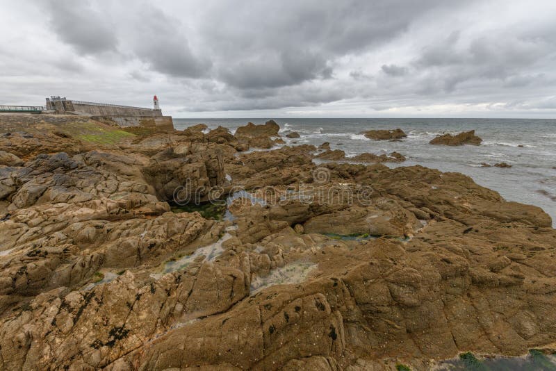 Rocks at Low Tide on the French Atlantic Coast Stock Image - Image of ...