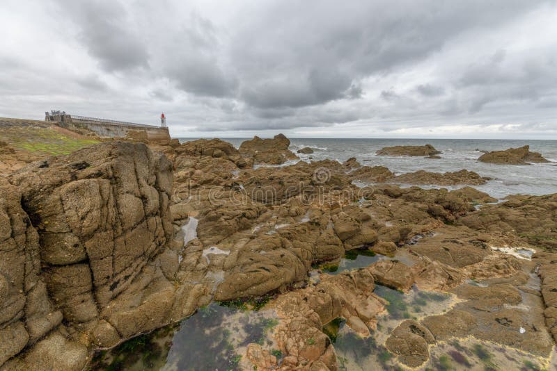 Rocks at Low Tide on the French Atlantic Coast Stock Photo - Image of ...