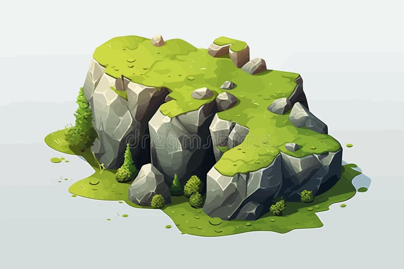 Rocks with Moss 3d Game Asset Isolated Vector Style Illustration Stock ...
