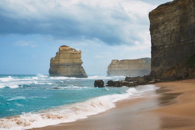 Rocky Australian Shore on a Cloudy Day Stock Photo - Image of cliff ...