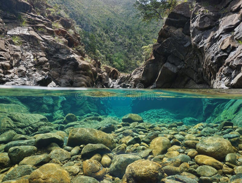 Rocks Over and Under the Water in a River Stock Photo - Image of rocky ...