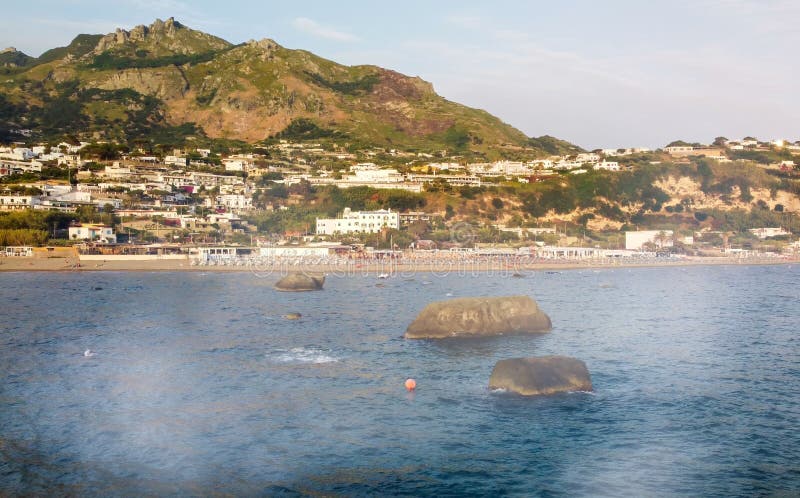 Rocks Over the Water in Citara, Ischia. View from a Drone Stock Image ...