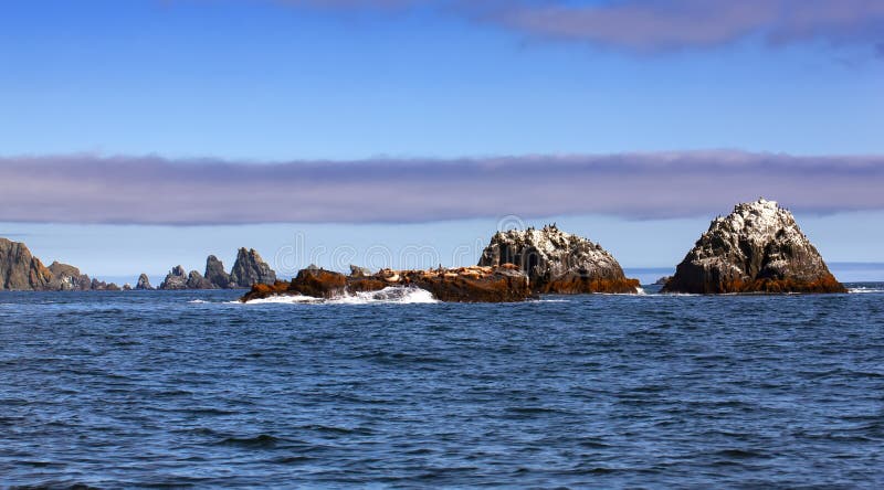 Rocks in the Pacific Ocean. Seascape Stock Image - Image of clouds ...