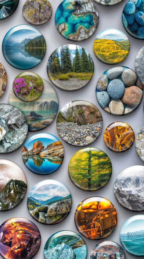 Rocks Pebbles Natural Textures Diverse Collection Circular Forms Design ...