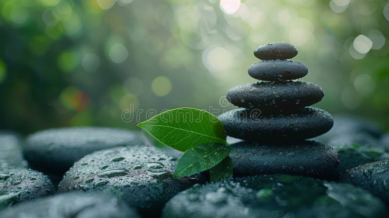 Rocks Piled on Green Leaf stock image. Image of fragility - 328009431