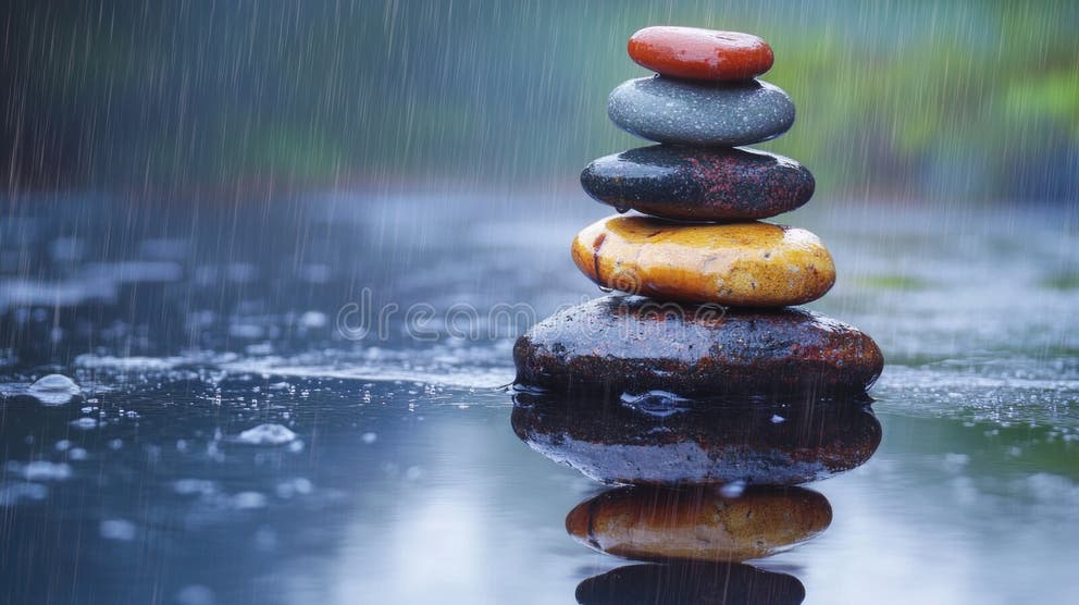 Rocks on Puddle Water stock photo. Image of aggregate - 378759984