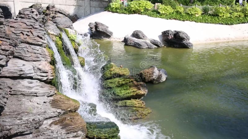 Rocks, River and Beautiful Waterfall in Summer Stock Video - Video of ...