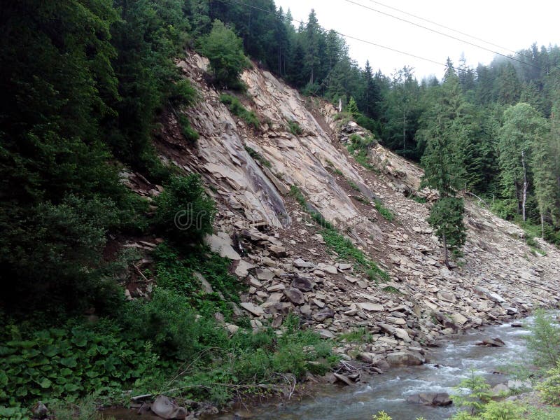 Rocks and River High in the Mountains Stock Image - Image of trees ...
