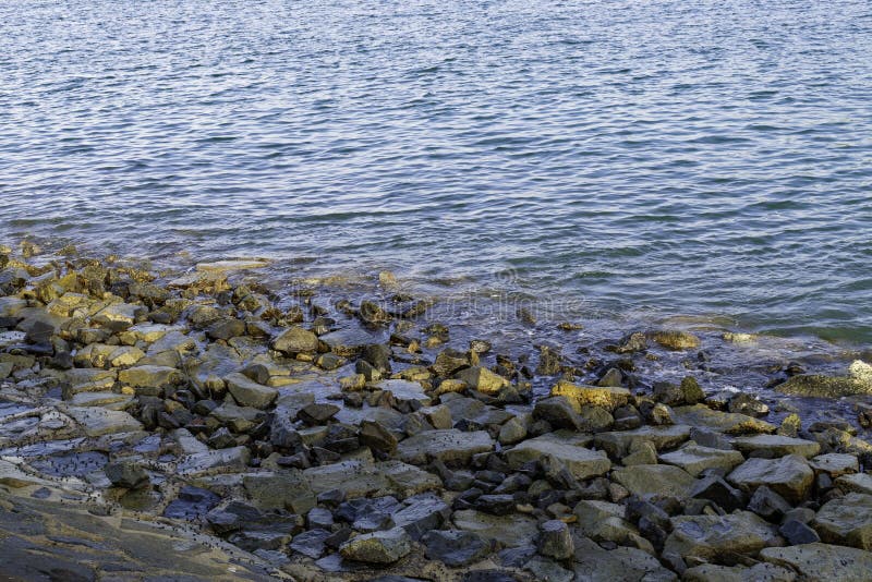 Rocks beside the riverbank stock photo. Image of waves - 186504640