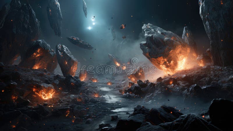 Rocks and Rocks with Lava Coming Out of Them Stock Illustration ...
