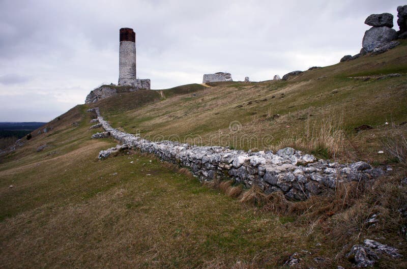 Rocks and Ruined Medieval Castle Stock Image - Image of poland, olsztyn ...
